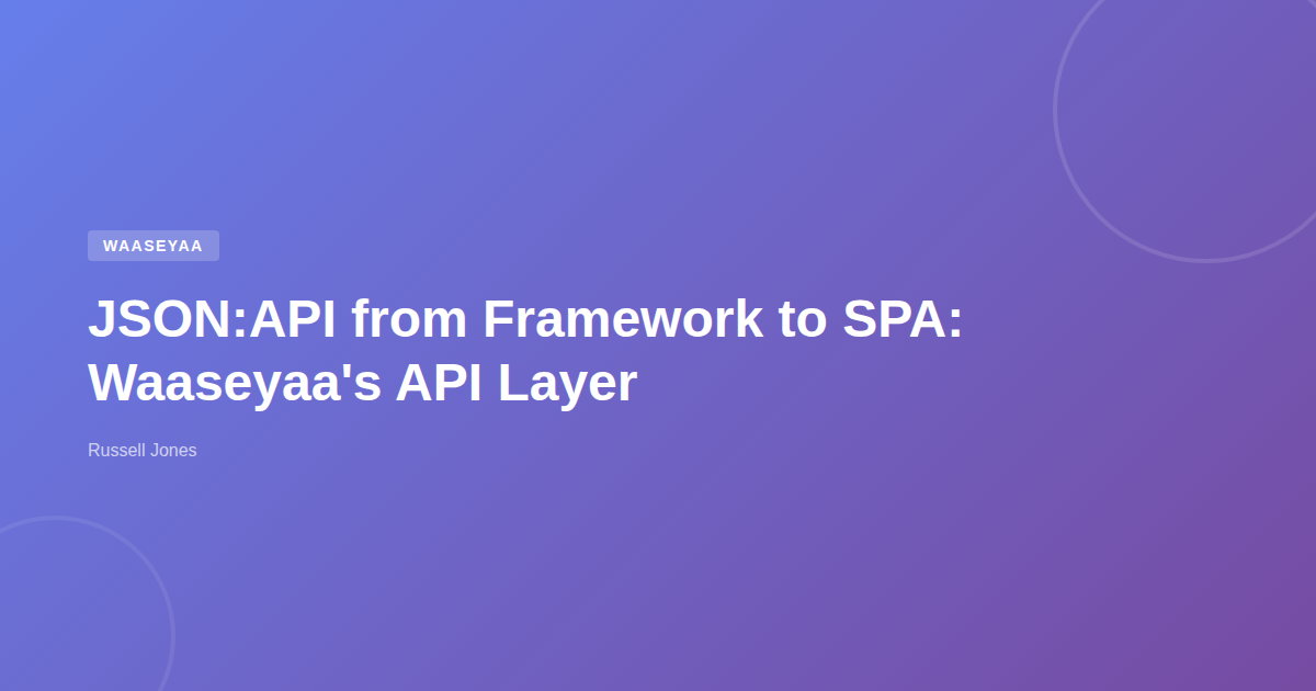 JSON:API from Framework to SPA: Waaseyaa's API Layer | Web Developer Blog